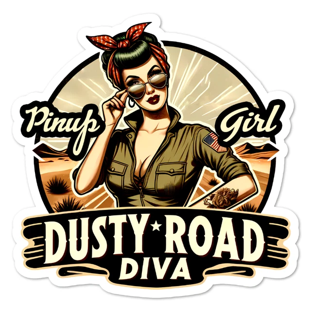 Pin Up Dusty Roads Diva Retro Sticker Water Resistant Scrapbooking ...