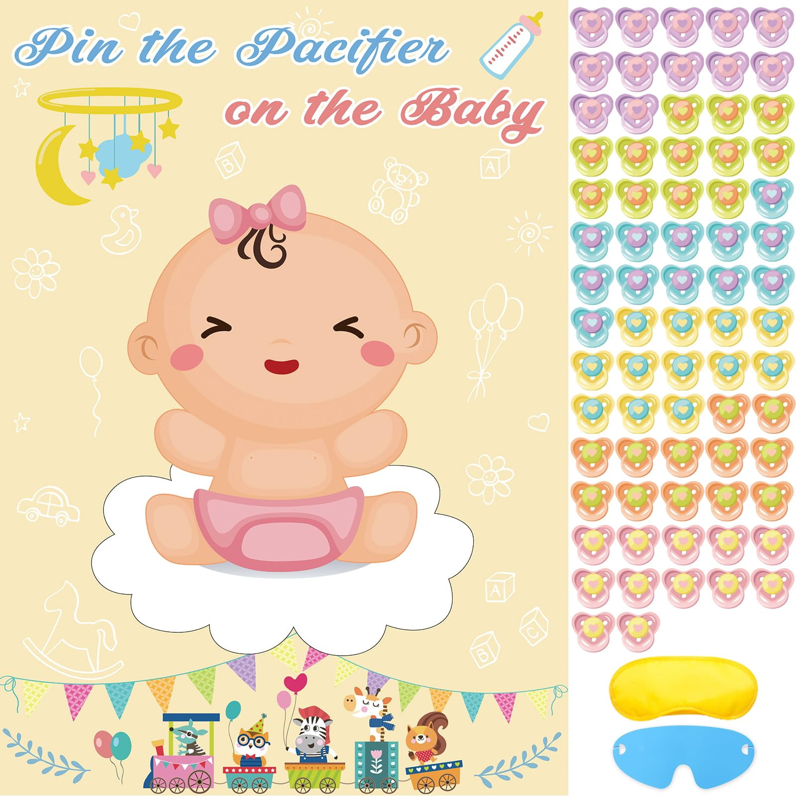 Pin The Pacifier On The Baby Game Funny Baby Shower Games For Girls ...