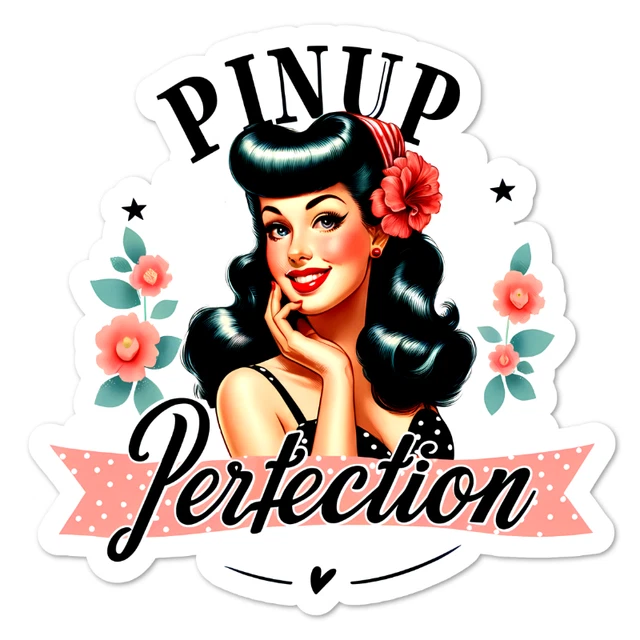 Pin Up Perfection Retro Sticker, Water Resistant, Scrapbooking ...