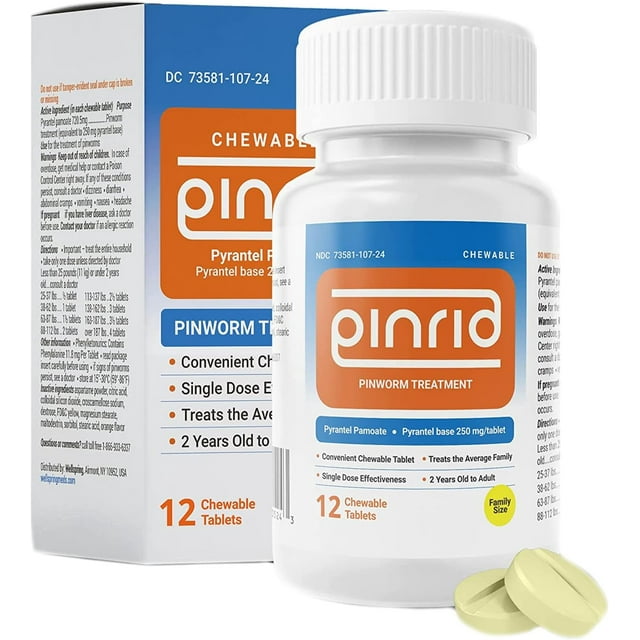 Pin-Rid | Pinworm Treatment | Parasite Pyrantel Pamoate 250 mg | 12 ...
