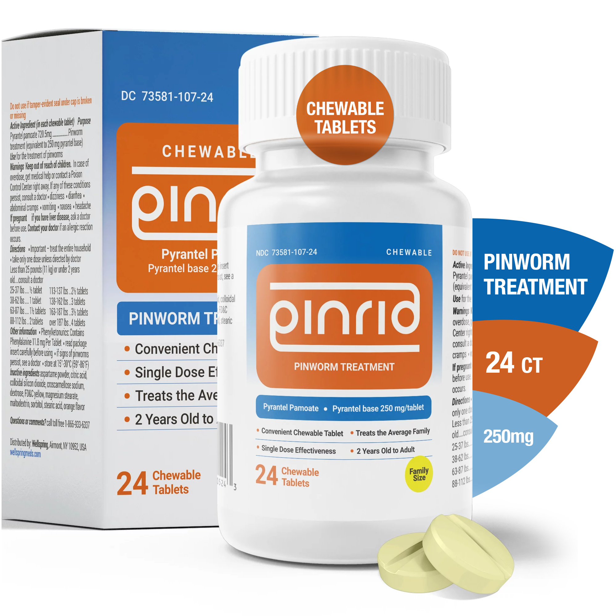 Pin-Rid | Pinworm Treatment | Pyrantel Pamoate 250 mg | 24 Chewable ...