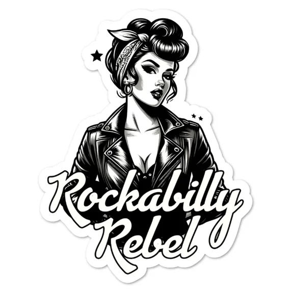 Pin Up Rockabilly Rebel Retro Sticker, Water Resistant Scrapbooking ...