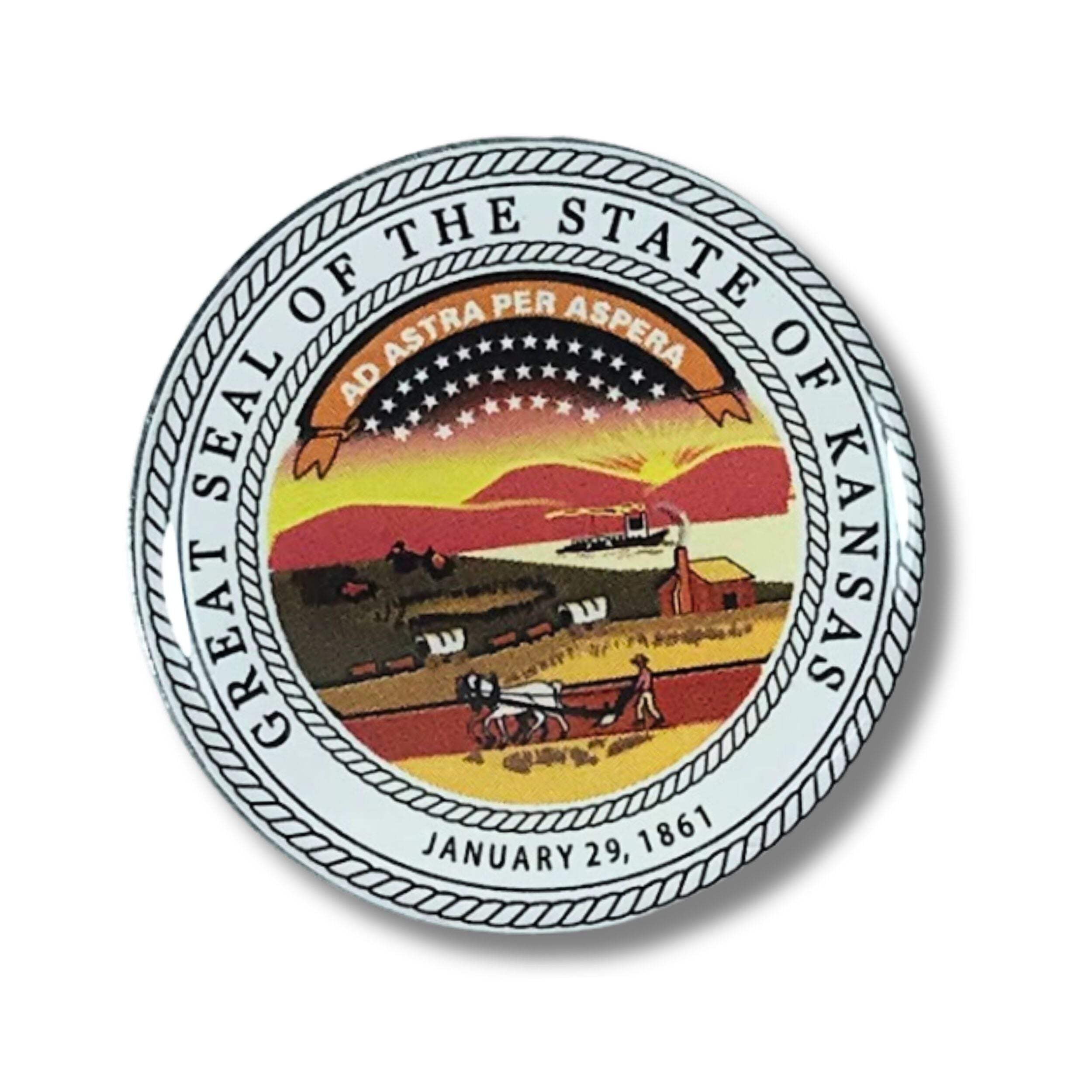 Pin - State Seal Kansas - USA | 1.18-Inch (3 cm) Pin for Hats, Bags ...