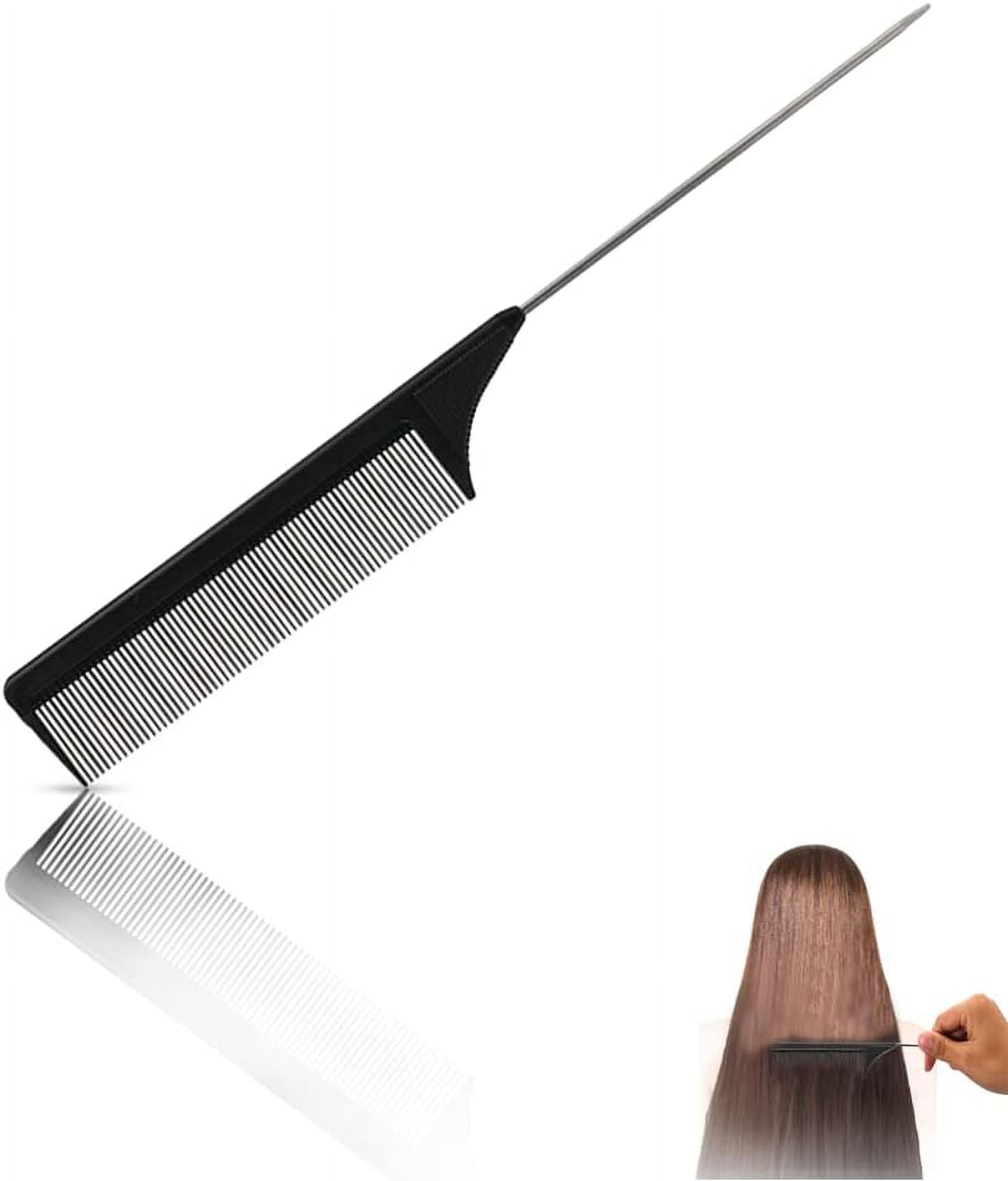 Pin Tail Comb, Stainless Steel Handle Comb, Rat Tail Combs, Anti-Static ...