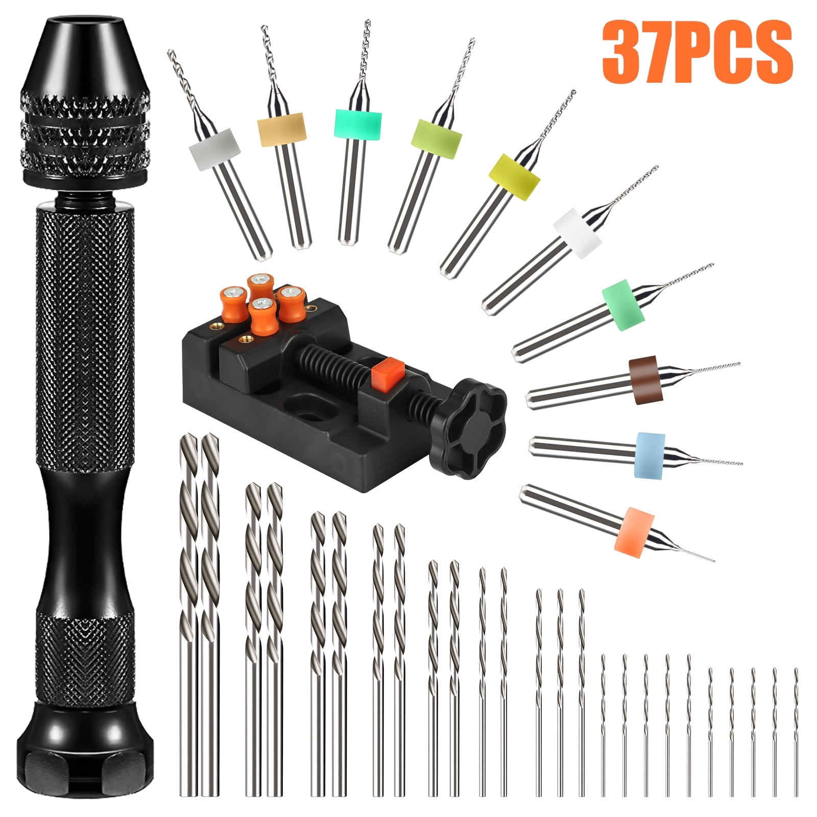Pin Vise Hand Drill + 25pcs Micro Twist Drill Bits + 10pcs PCB Drill ...