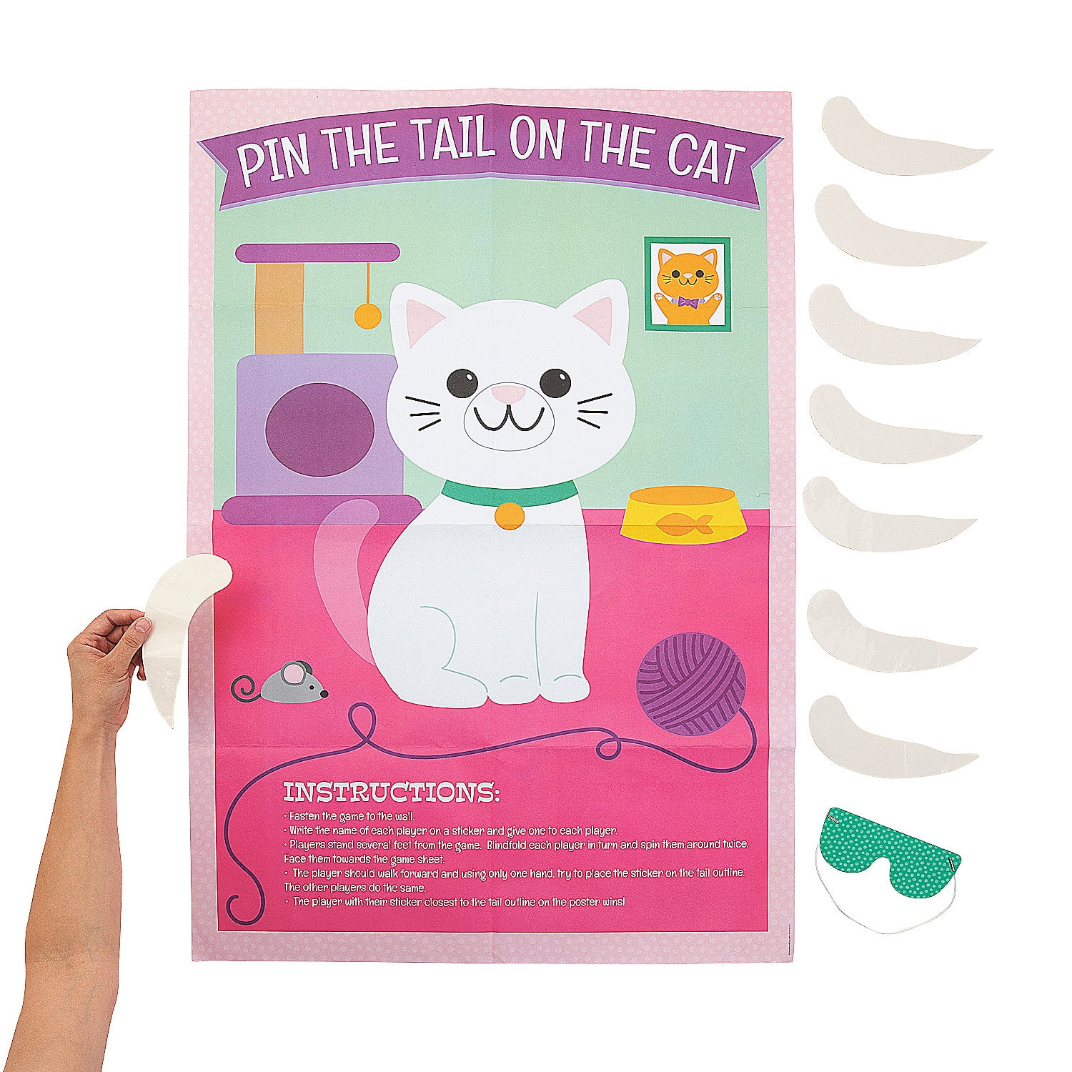 Themed Kitty Party Game - Pin the Tail on the Cat for 8, Perfect for ...