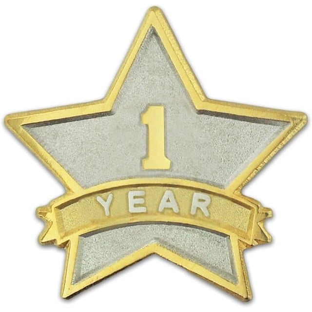 PinMart - 1 Year Service Award Star Enamel Pin - Employee Appreciation ...