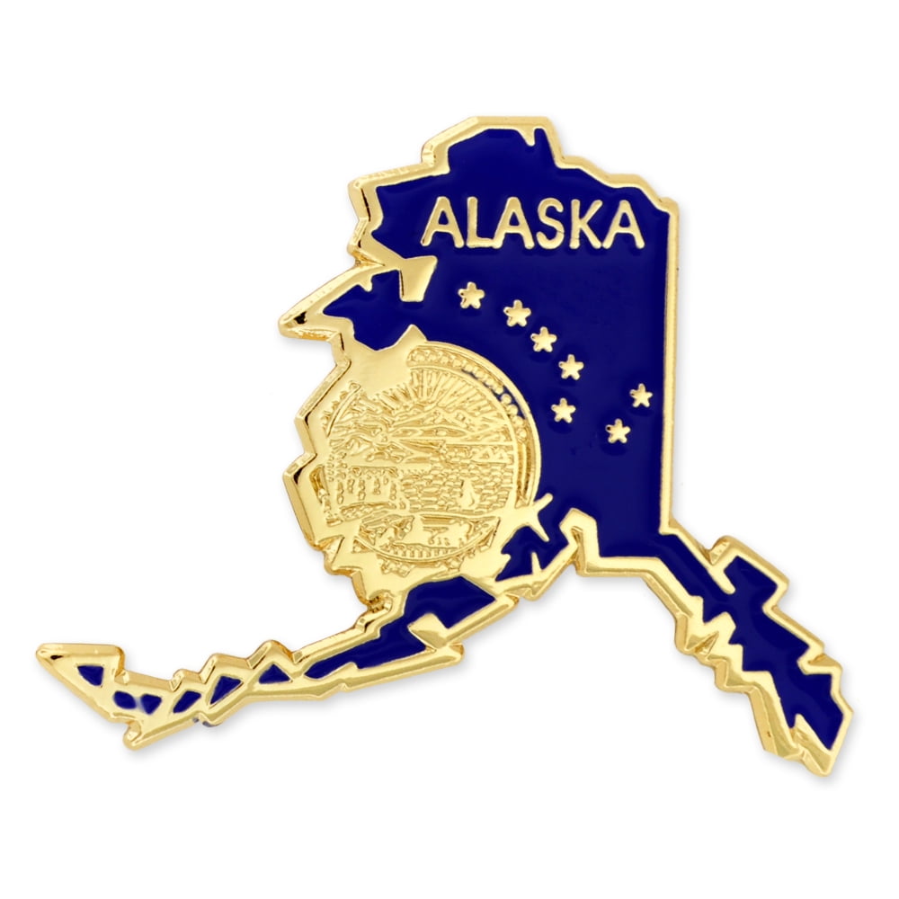 PinMart Alaska Shape Flag Enamel Pins â Gold Plated US State Lapel Pins ...