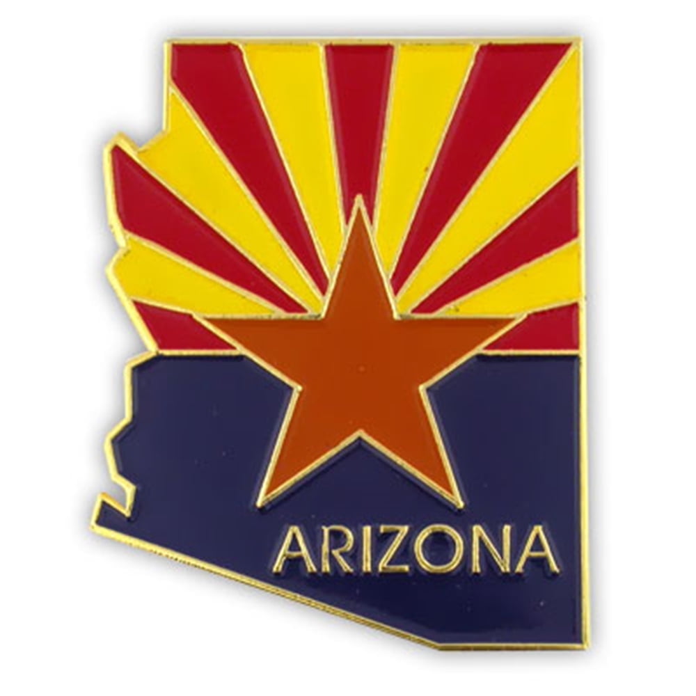 PinMart Arizona Shape Flag Enamel Pins â Gold Plated US State Lapel ...