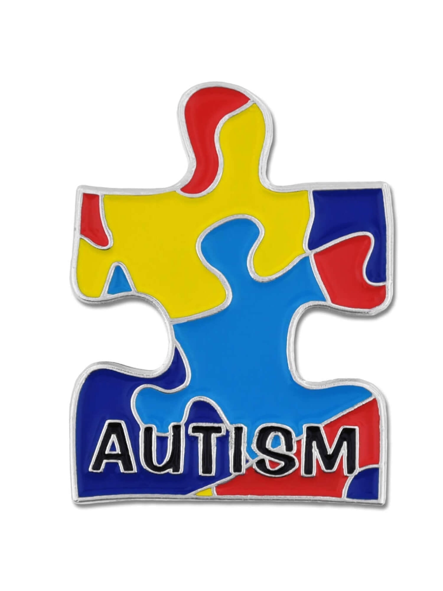 PinMart's Autism Awareness Silver-Plated Multi-Color Puzzle Piece ...