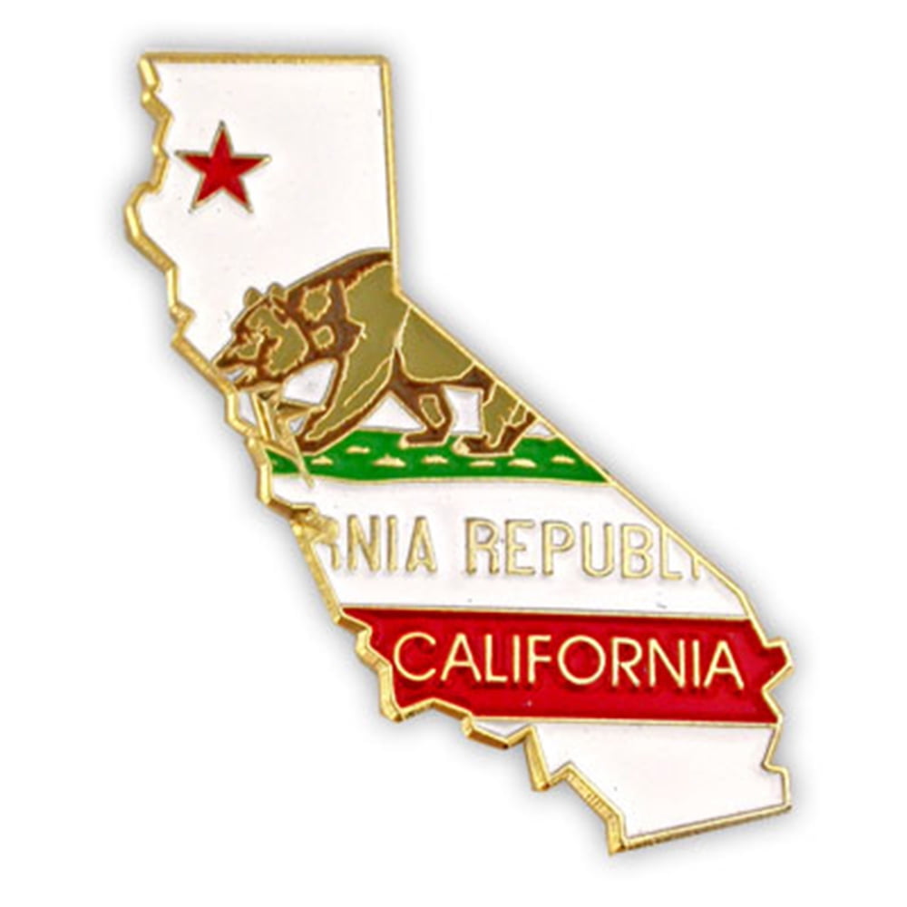 PinMart California Shape Flag Enamel Pins – Gold Plated US State Lapel ...