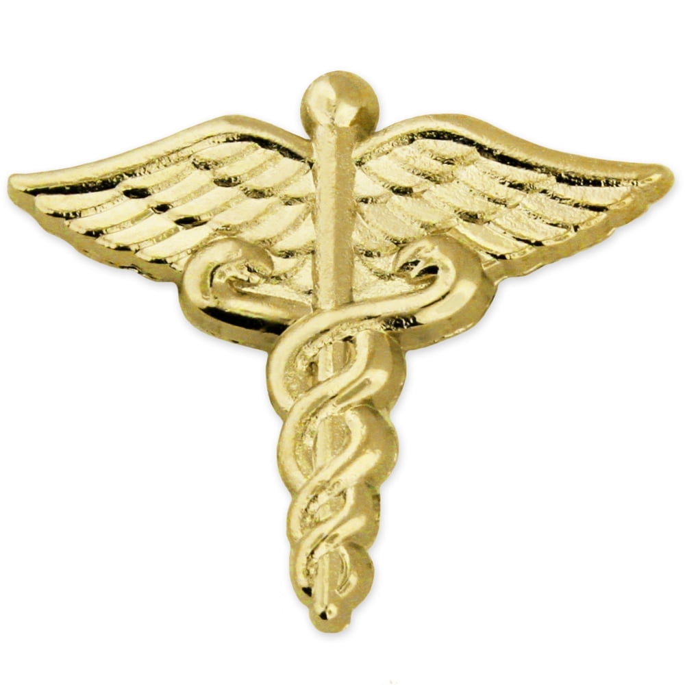 PinMart Classic Gold Plated Medical Caduceus Lapel Pin - Walmart.com