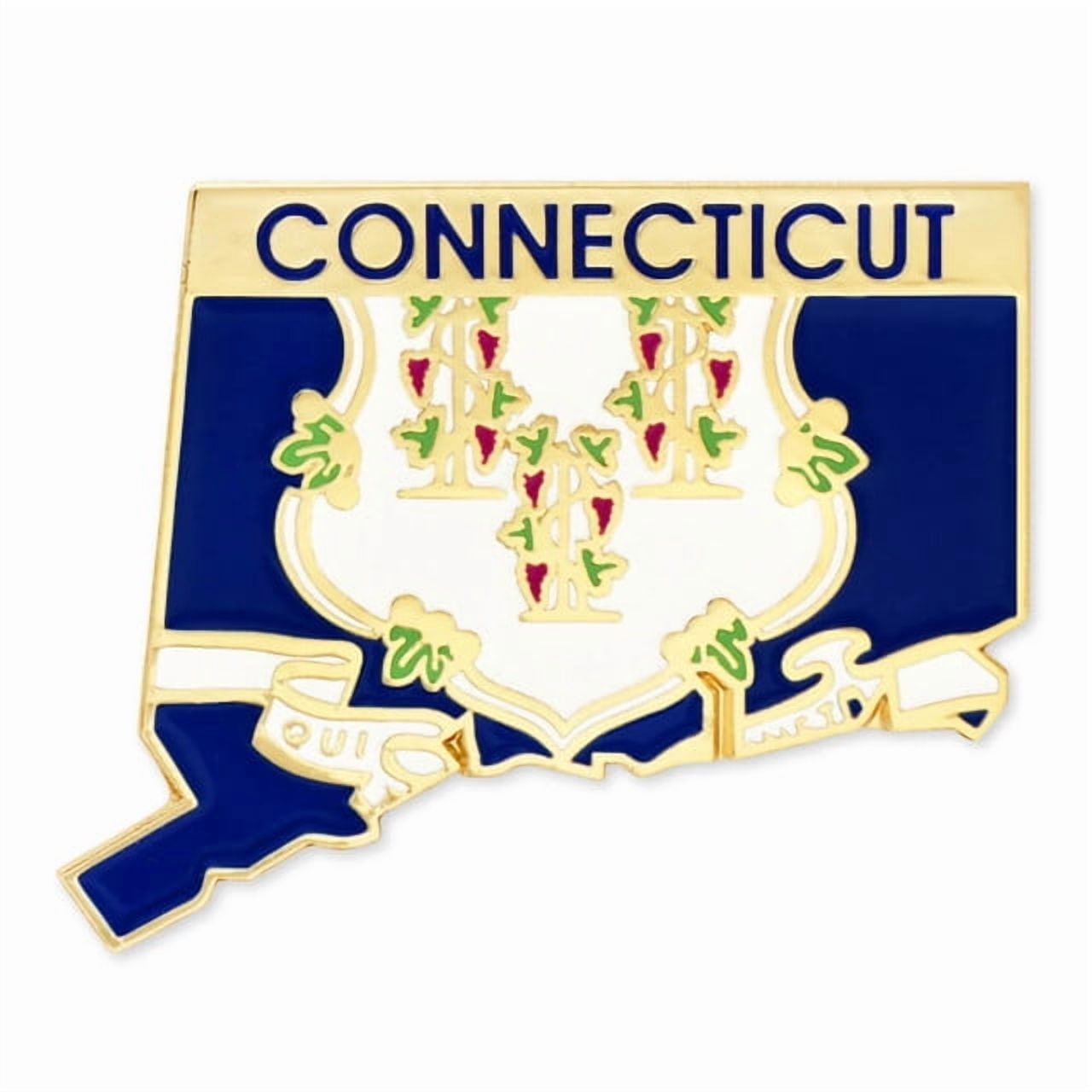 PinMart Connecticut Shape Flag Enamel Pins - Gold Plated US State Lapel ...