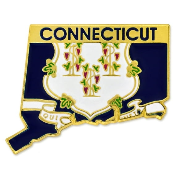 PinMart Connecticut Shape Flag Enamel Pins - Gold Plated US State Lapel ...