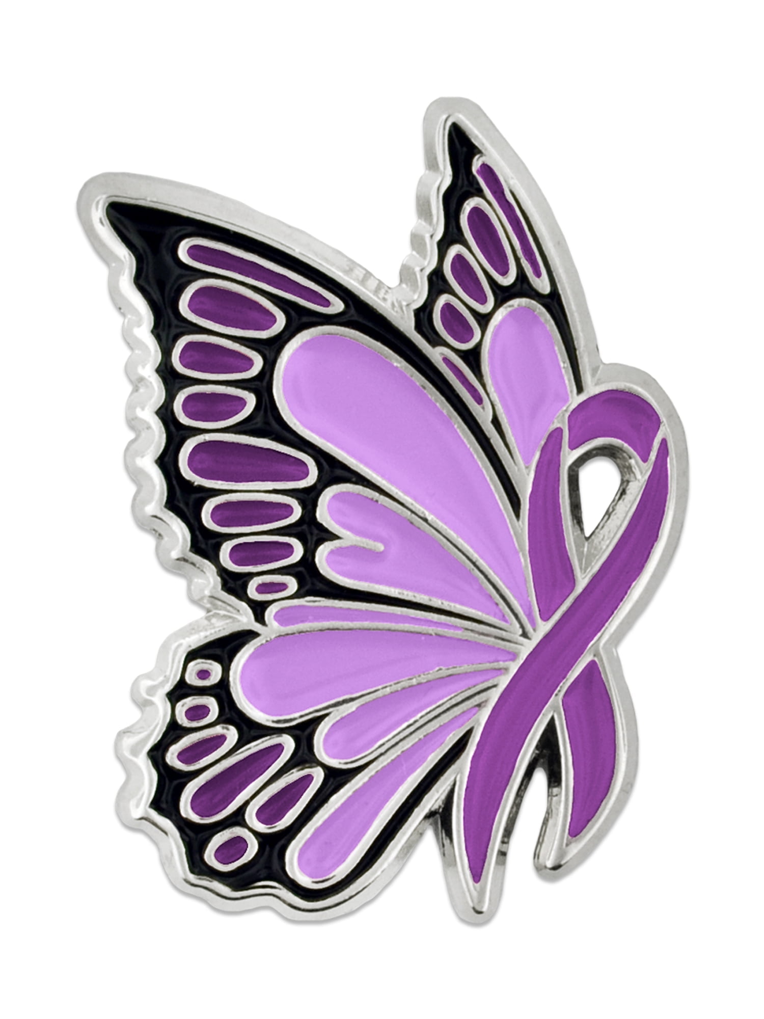 PinMart's Domestic Violence Awareness Butterfly Purple Ribbon Enamel Lapel Pin - Walmart.com