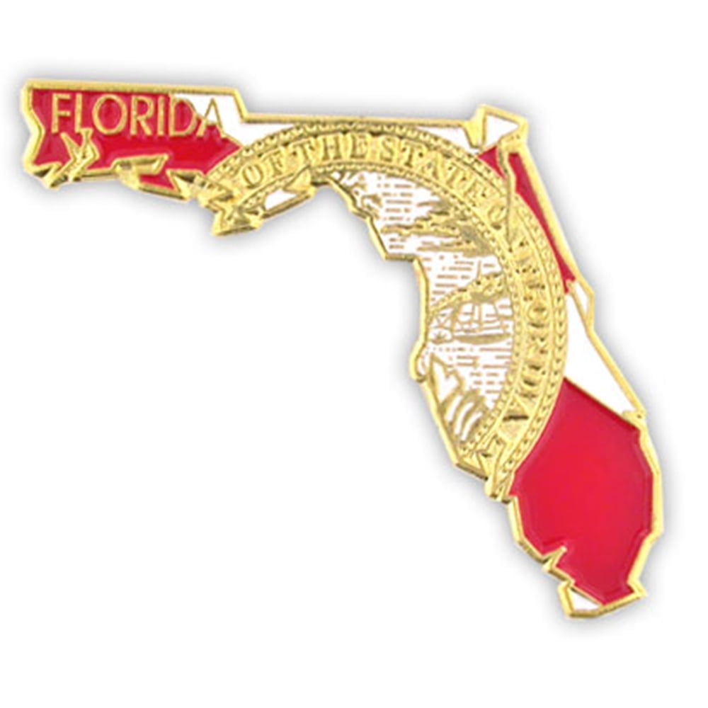 PinMart Florida Shape Flag Enamel Pins â Gold Plated US State Lapel ...