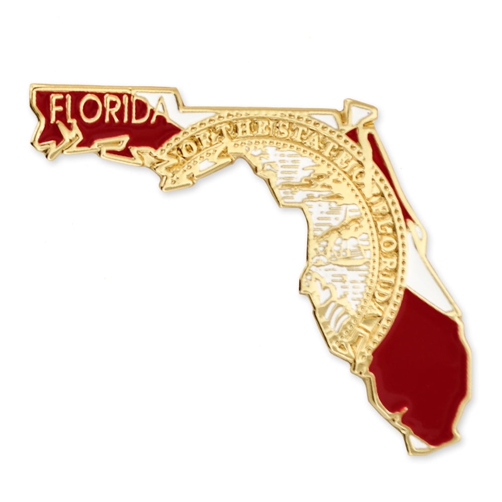 PinMart Florida Shape Flag Enamel Pins – Gold Plated US State Lapel ...