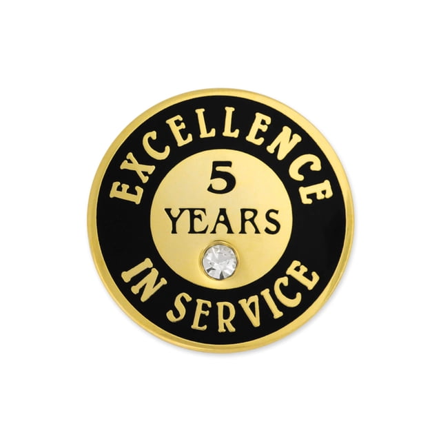 PinMart Gold Plated Excellence in Service Year Employee Recognition ...