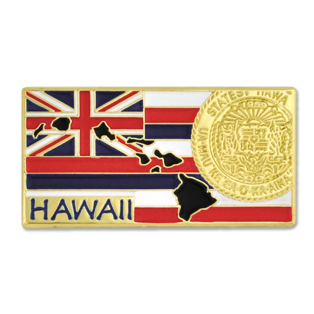 PinMart Hawaii Shape Flag Enamel Pins – Gold Plated US State Lapel Pins ...