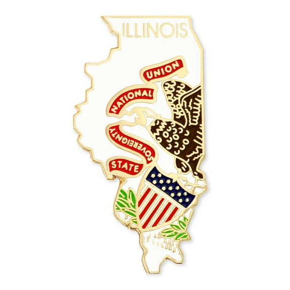 PinMart Illinois Shape Flag Enamel Pins - Gold Plated US State Lapel ...