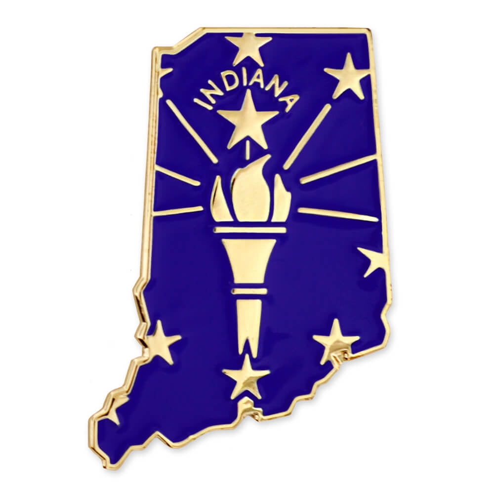 PinMart Indiana Shape Flag Enamel Pins – Gold Plated US State Lapel ...