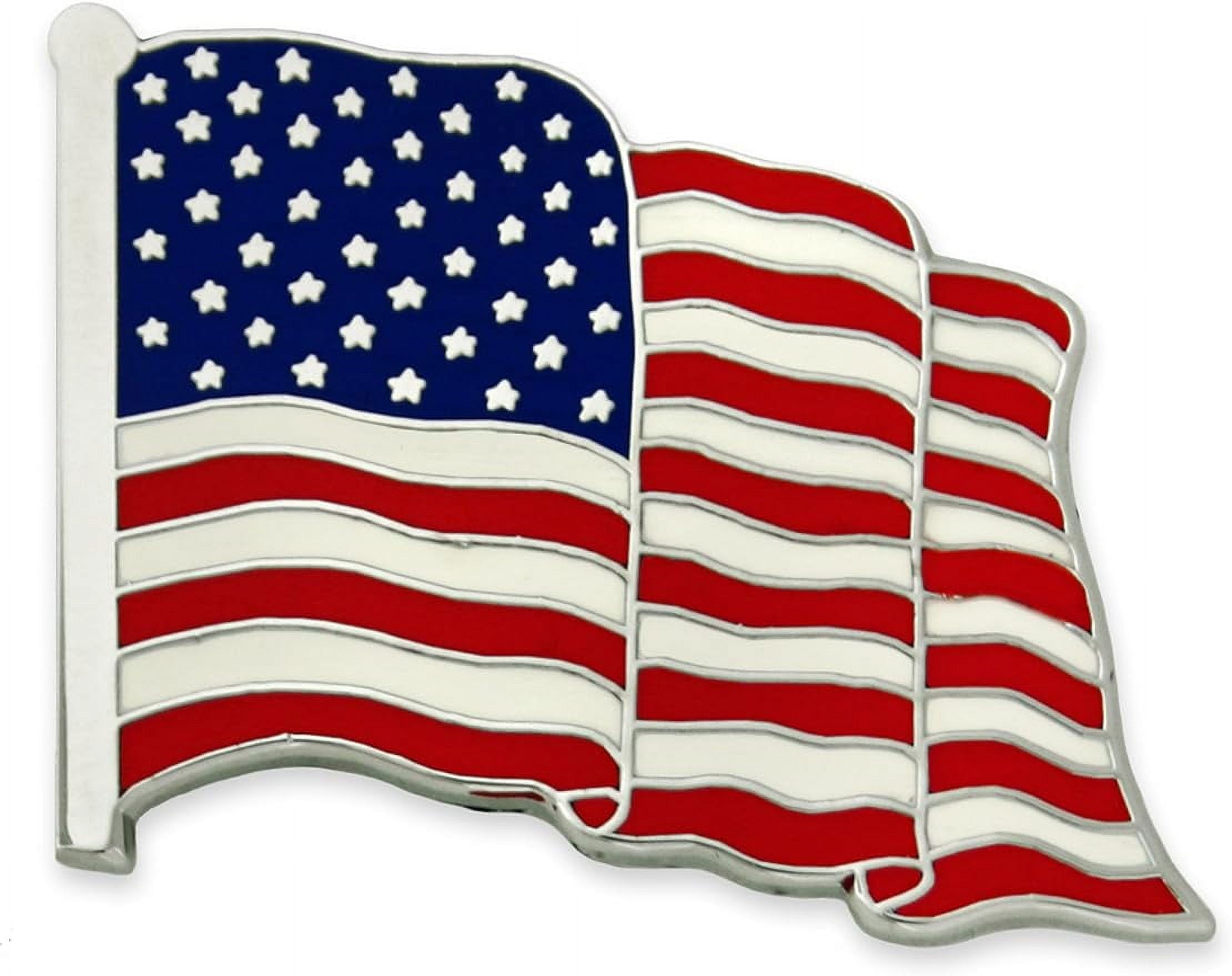 PinMart Made in the USA American Waving Flag Patriotic USA Pins, Silver ...