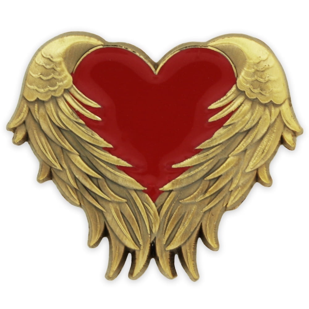 PinMart Metal Antique Gold Angel Wings Button Pin, Red, 1-Piece ...