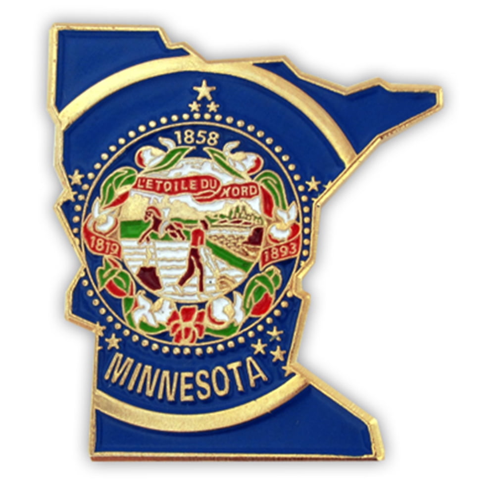 PinMart's State Shape of Minnesota and Minnesota Flag Lapel Pin ...