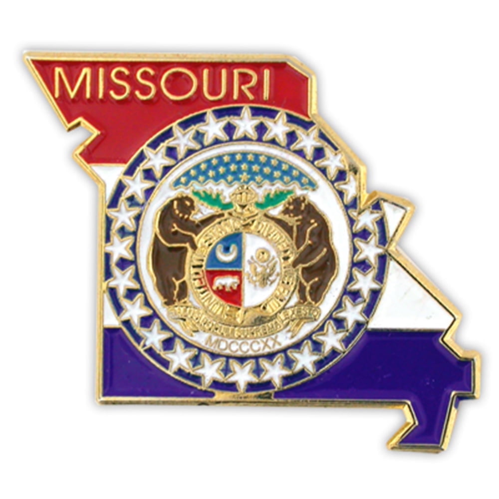 PinMart Missouri Shape Flag Enamel Pins â Gold Plated US State Lapel ...