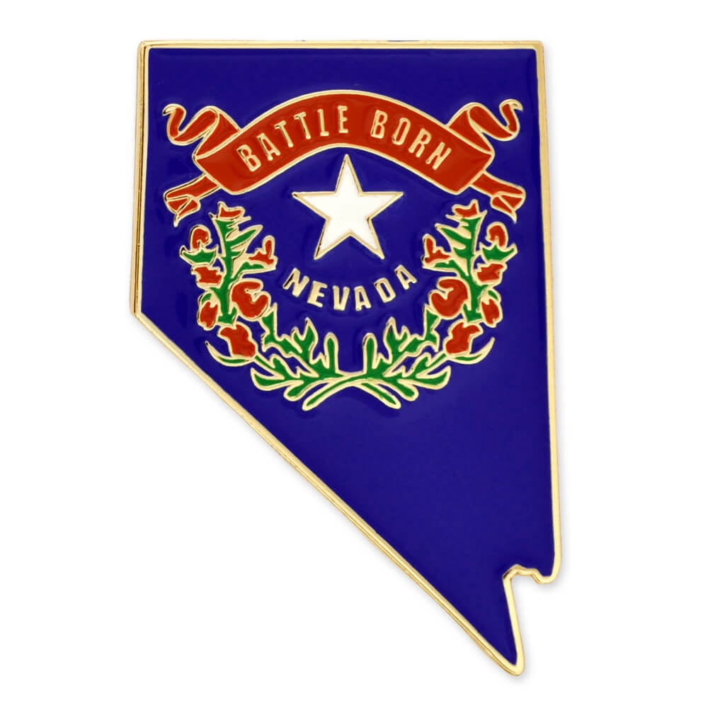 PinMart Nevada Shape Flag Enamel Pins – Gold Plated US State Lapel Pins ...