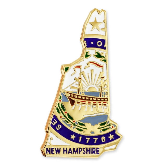 PinMart New Hampshire Shape Flag Enamel Pins â Gold Plated US State ...