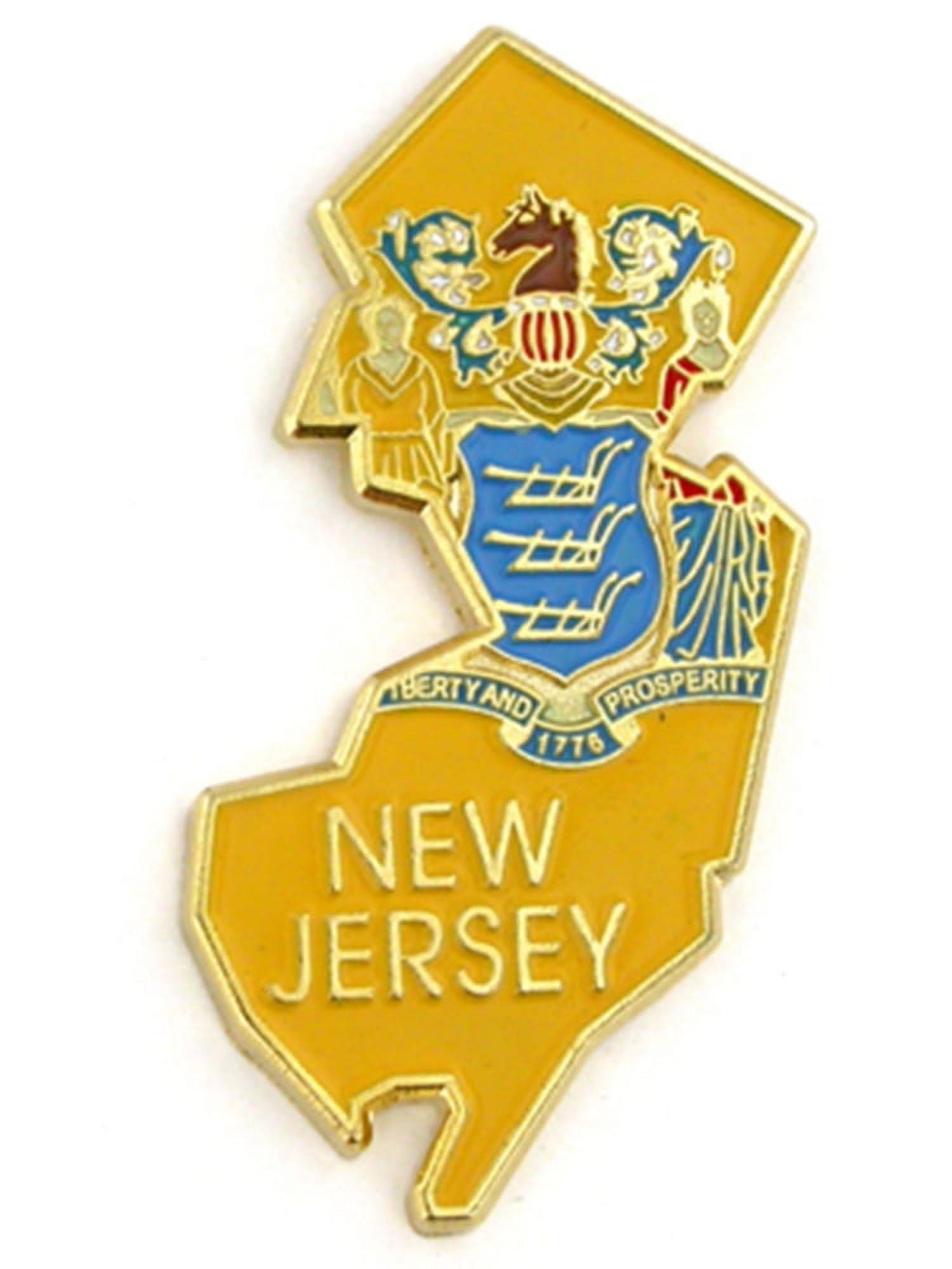 PinMart New Jersey Shape Flag Enamel Pins – Gold Plated US State Lapel ...