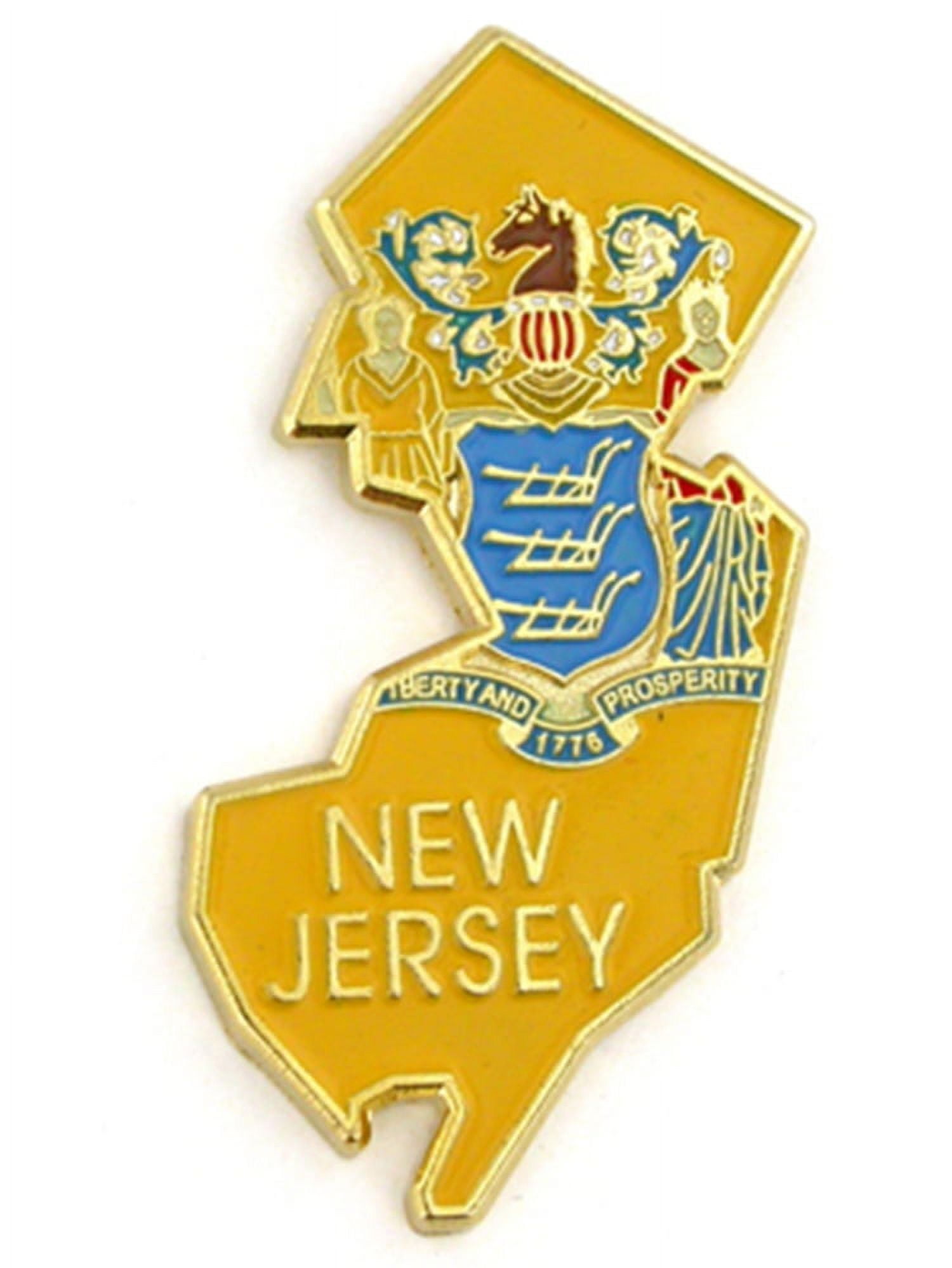 PinMart New Jersey Shape Flag Enamel Pins – Gold Plated US State Lapel ...
