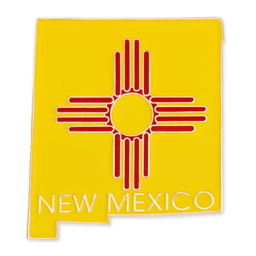 PinMart New Mexico Shape Flag Enamel Pins - Gold Plated US State Lapel ...
