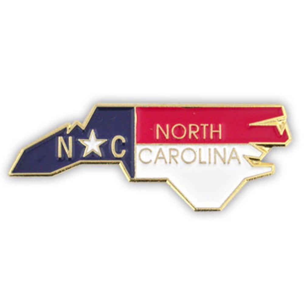 PinMart North Carolina Shape Flag Enamel Pins – Gold Plated US State ...