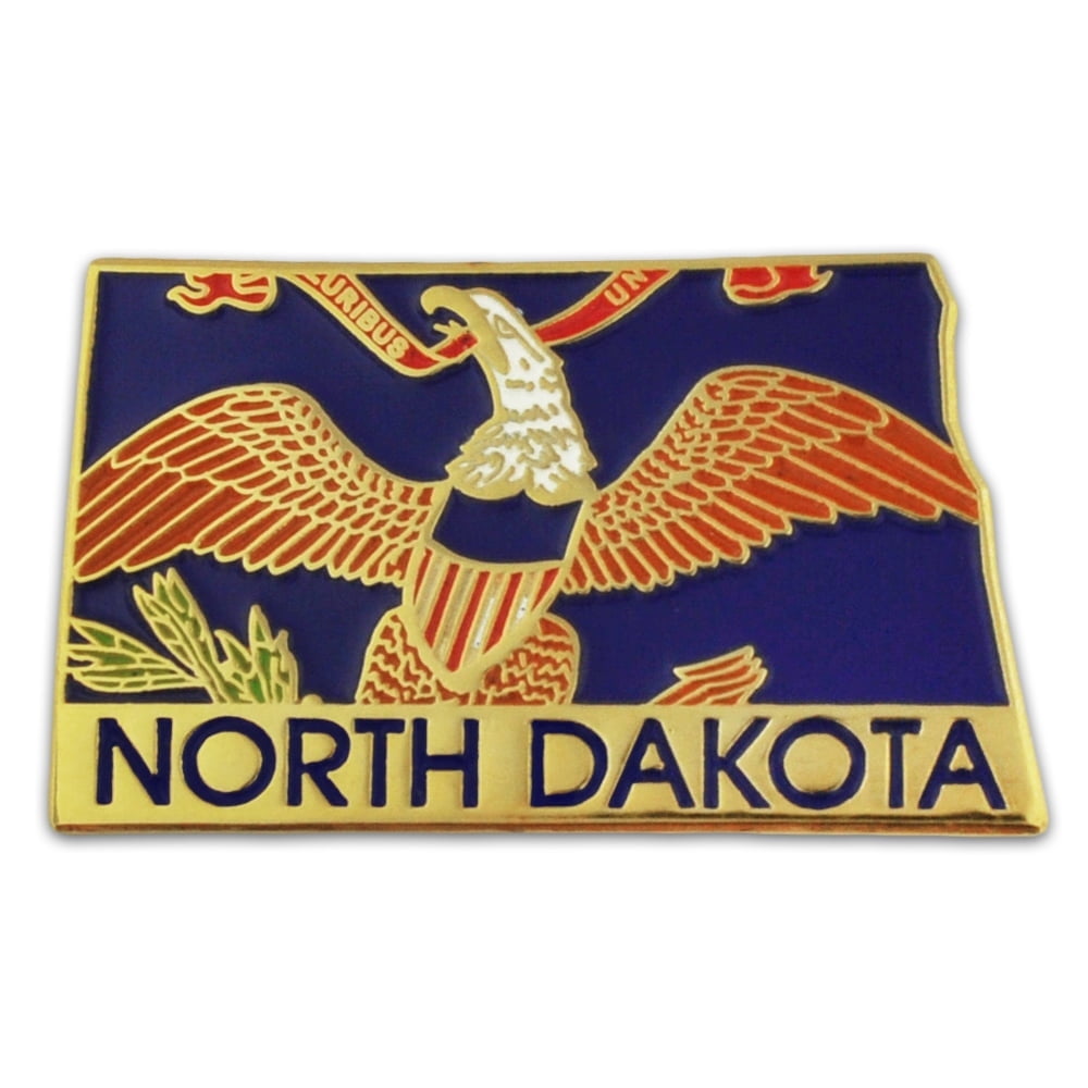 PinMart North Dakota Shape Flag Enamel Pins â Gold Plated US State ...