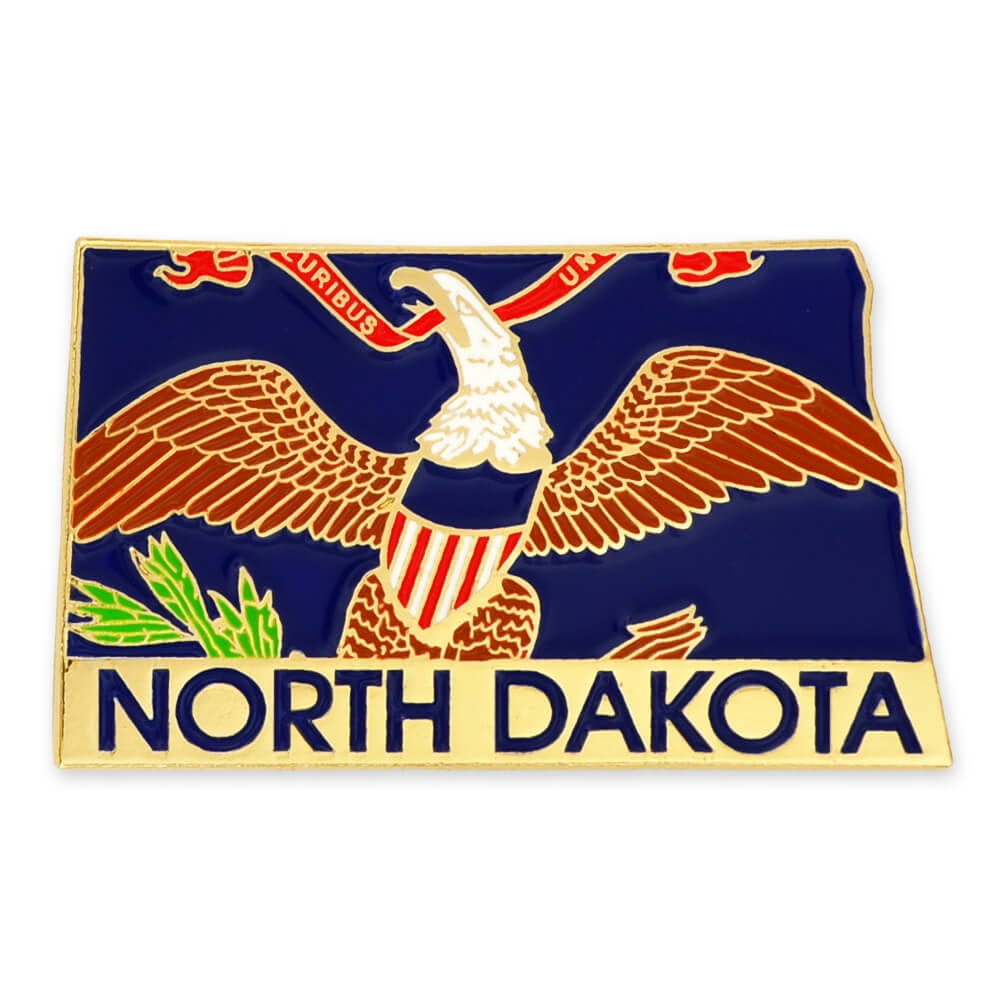 PinMart North Dakota Shape Flag Enamel Pins – Gold Plated US State ...