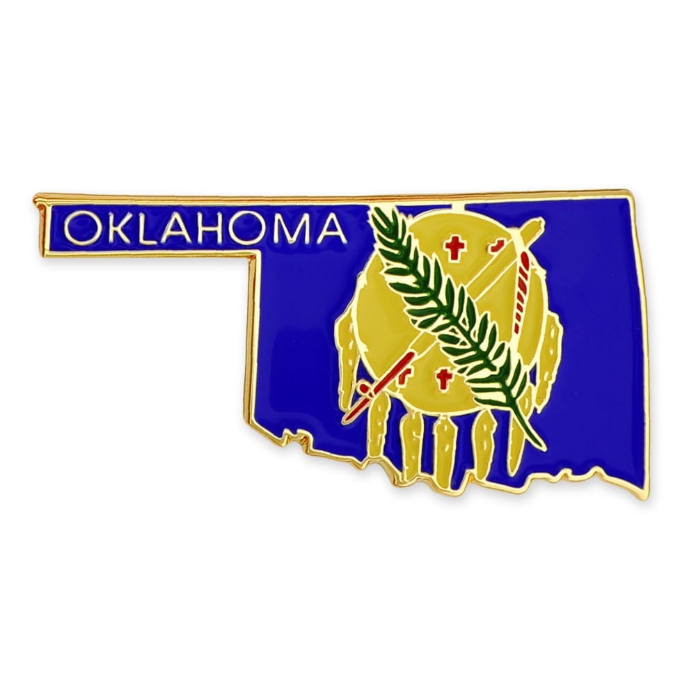PinMart Oklahoma Shape Flag Enamel Pins – Gold Plated US State Lapel ...