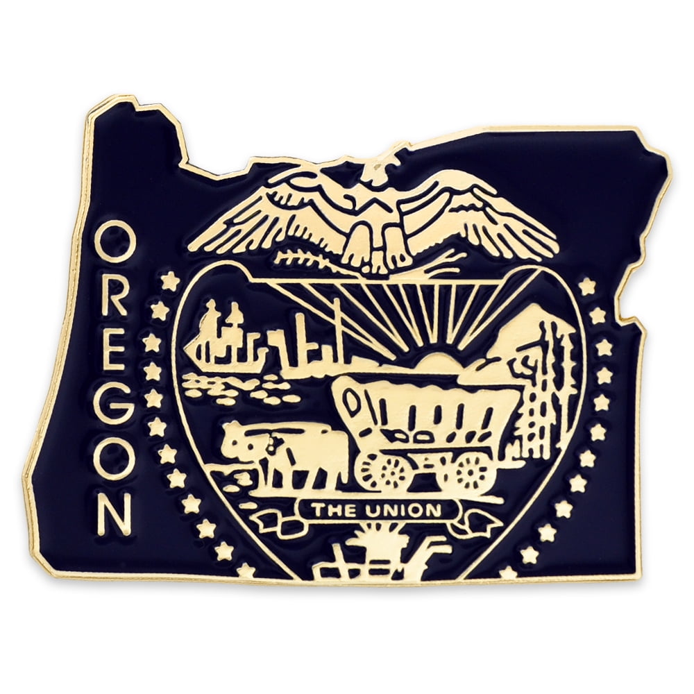 PinMart Oregon Shape Flag Enamel Pins – Gold Plated US State Lapel Pins ...