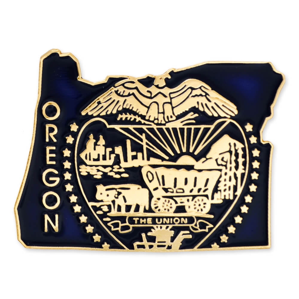 PinMart Oregon Shape Flag Enamel Pins – Gold Plated US State Lapel Pins ...