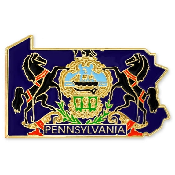 PinMart Pennsylvania Shape Flag Enamel Pins – Gold Plated US State ...