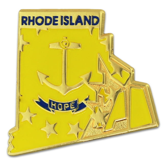 PinMart Rhode Island Shape Flag Enamel Pins – Gold Plated US State ...