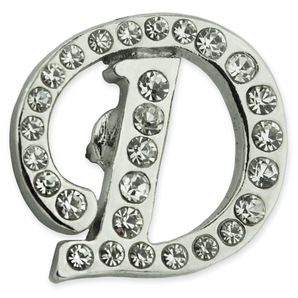 PinMart Silver Plated Rhinestone Alphabet Letter D Button Pins, 5-Piece ...