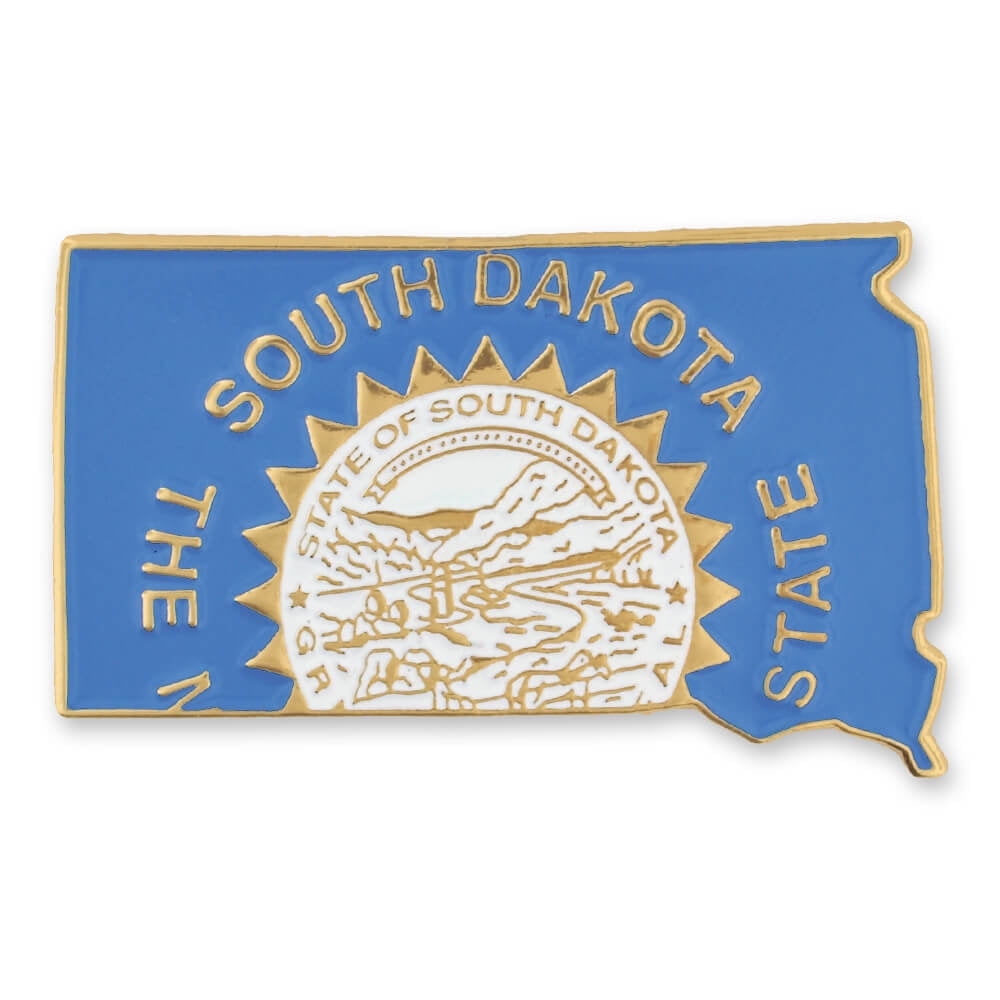 PinMart South Dakota Shape Flag Enamel Pins – Gold Plated US State ...