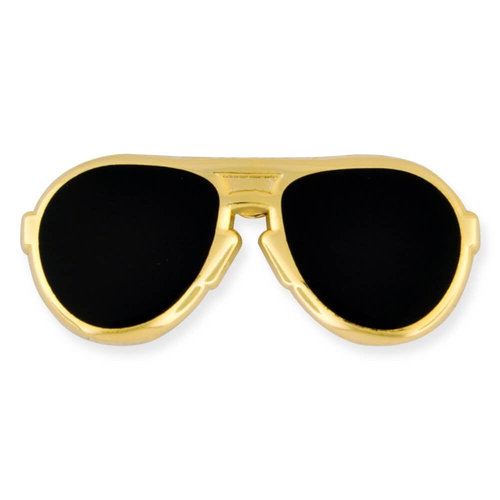 PinMart Trendy Gold and Black Lenses Aviators Sunglasses Enamel Lapel ...