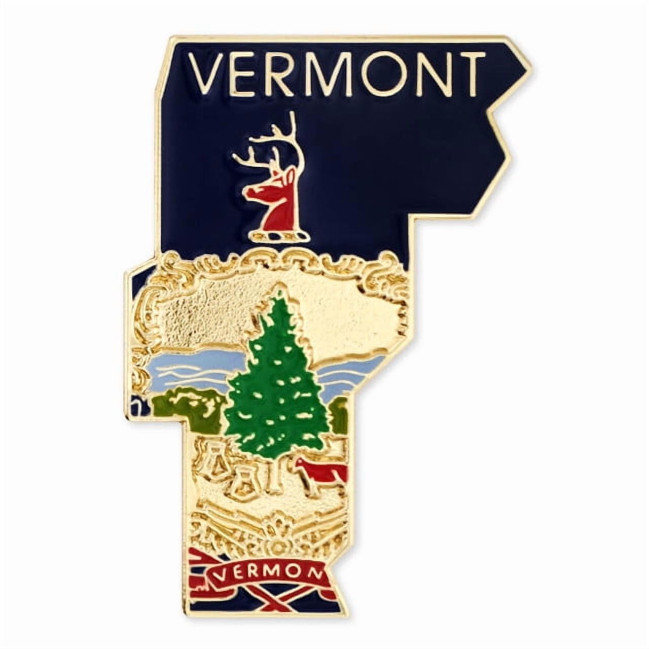PinMart Vermont Shape Flag Enamel Pins – Gold Plated US State Lapel ...