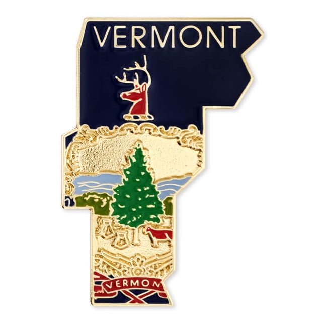 PinMart Vermont Shape Flag Enamel Pins – Gold Plated US State Lapel ...