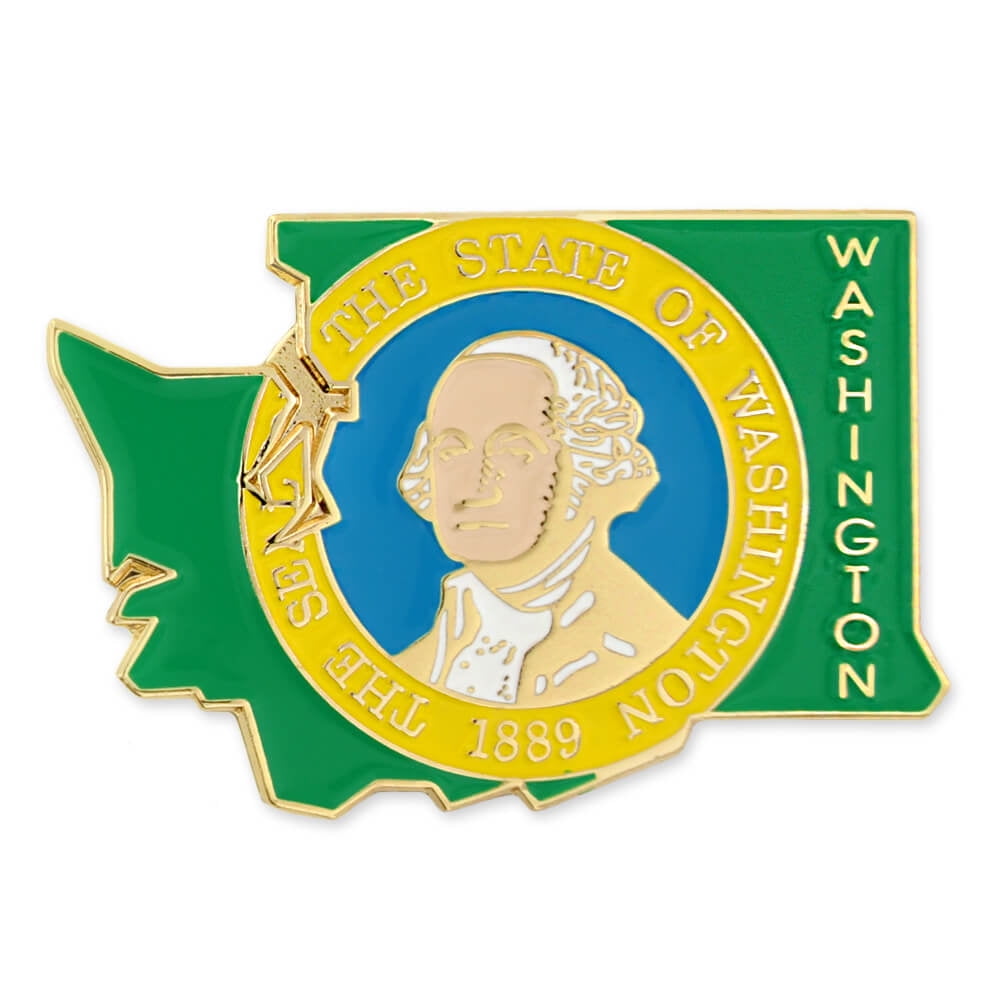 PinMart Washington Shape Flag Enamel Pins – Gold Plated US State Lapel ...