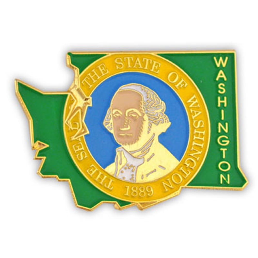 PinMart Washington Shape Flag Enamel Pins – Gold Plated US State Lapel ...