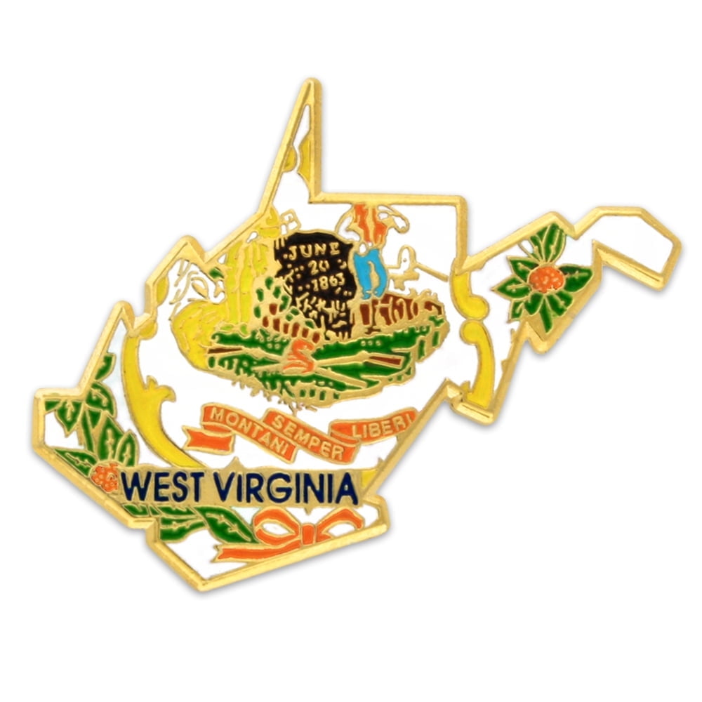 PinMart West Virginia Shape Flag Enamel Pins – Gold Plated US State ...